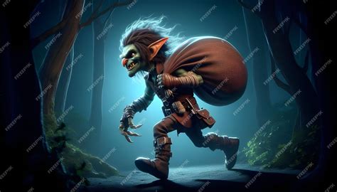 Mischievous Goblin Thief In 3d Animation Style Premium Ai Generated Image