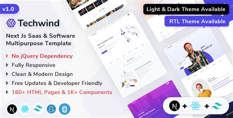 Techwind React Next Js Saas Software Multipurpose Landing Template Latest Version Themeprison