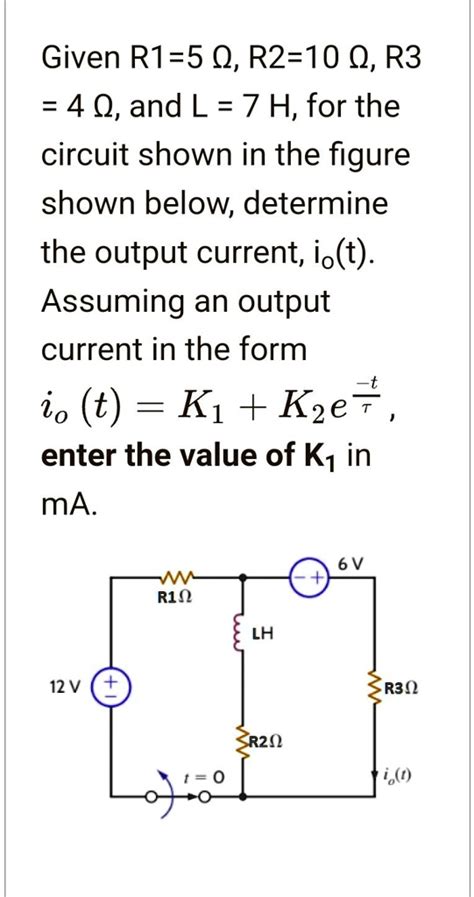 Given R1 5 R2 10 R3 4 And L 7 H For The Circuit Shown In The Figure Shown Below