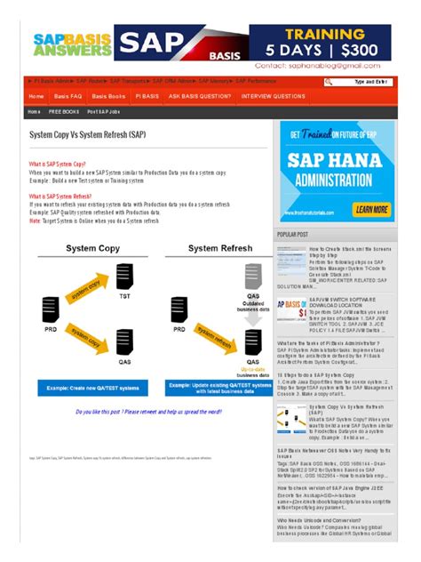 System Copy Vs System Refresh Sap Sap Basis Answers Sap Basis Admin Blog Pdf Sap Se