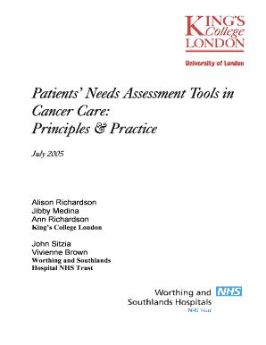Patients Needs Assessment Tools In Cancer Care Final Repo Kcl Ac Form