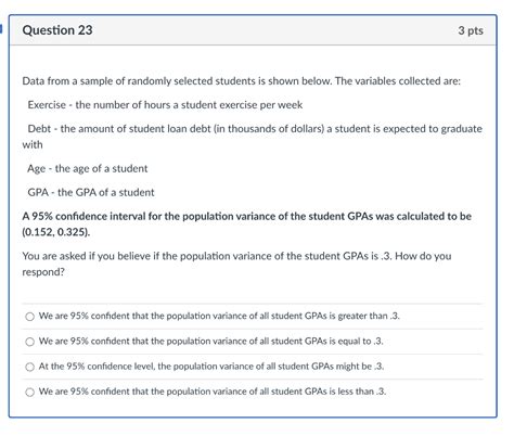 Solved Question 23 Data From A Sample Of Randomly Selec