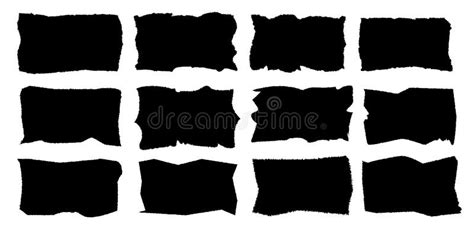 Jagged Rectangle Shapes Set Collection Rectangular Symbols With Jagged Edges Stock Vector