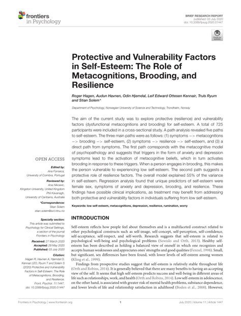 Pdf Protective And Vulnerability Factors In Self Esteem The Role Of