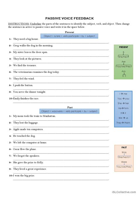 Passive Voice Practice English ESL Worksheets Pdf Doc
