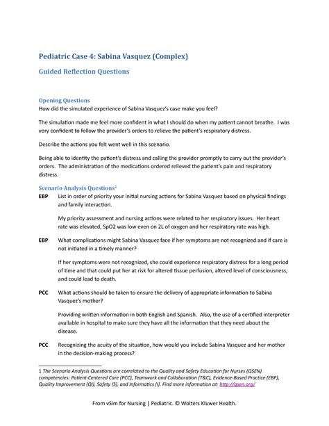 Guided Reflections Virtual Simulation Paperwork To Get You Through