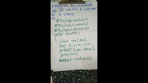 Program To Calculate Number Of Vowels And Consonant In A Given String