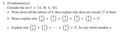 Grade 11 Combinatorics And Binomial Theorem Mathematics How Do I Explain Why Any Of These 3