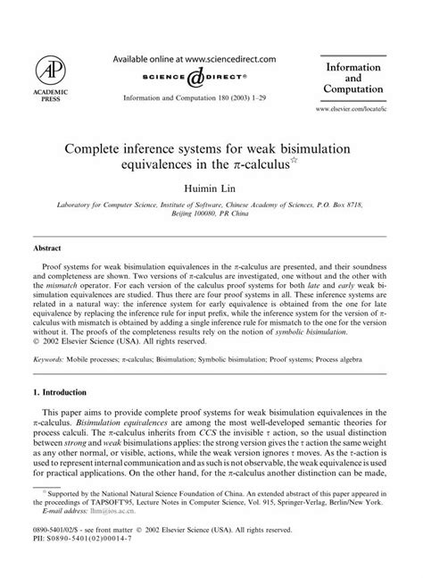 Pdf Complete Inference Systems For Weak Bisimulation Equivalences In