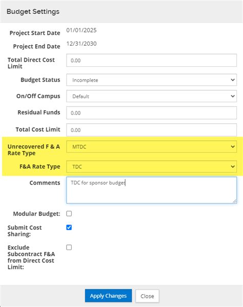 Kr Pd Budget Total Direct Costs Tdc Fanda Type Office Of Sponsored