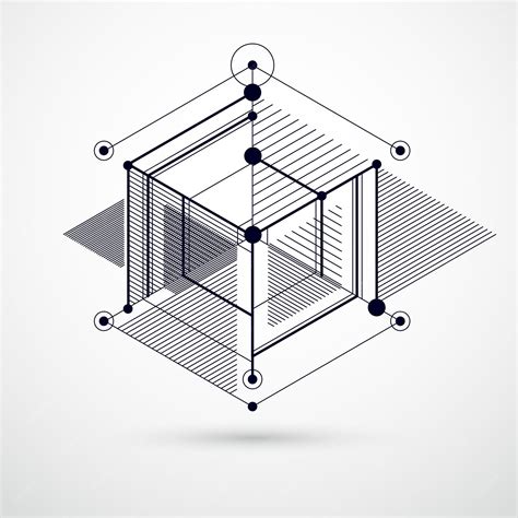 Premium Vector Isometric Abstract Black And White Background With Linear Dimensional Cube