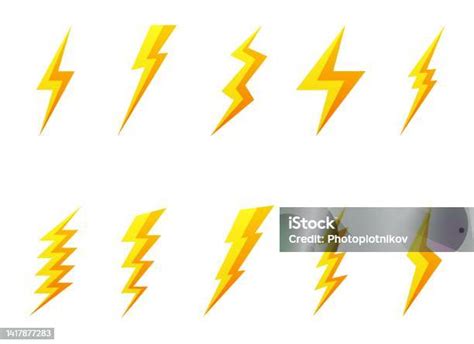 번개 섬광 아이콘 컬렉션 흰색 배경에 고립 된 세트 노란색 플래시 기호 벼락 황금빛 간단한 번개 표시 벡터 일러스트 레이 션 아이콘에 대한 스톡 벡터 아트 및 기타 이미지
