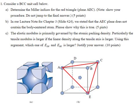 Solved 1 Consider A BCC Unit Cell Below A Determine The Chegg Com