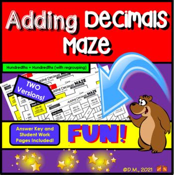 Adding Decimals With Regrouping MAZE Fun Activity Print Digital