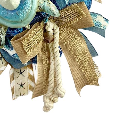 Capiz Shell Sea Turtle Blue Burlap Beach Coastal Nautical Etsy