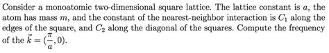 Consider A Monoatomic Two Dimensional Square Lattice Chegg