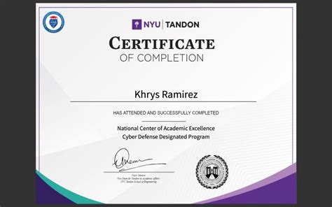 Khrys R On Linkedin Happy To Accept My Nsa Cae Defense Certificate From Nyu Tandon School Of…