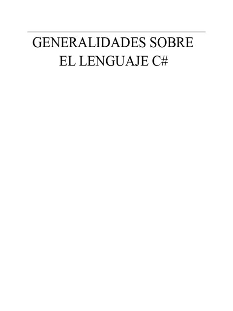 Lenguaje C Pdf Net Framework C Sharp Lenguaje De Programación