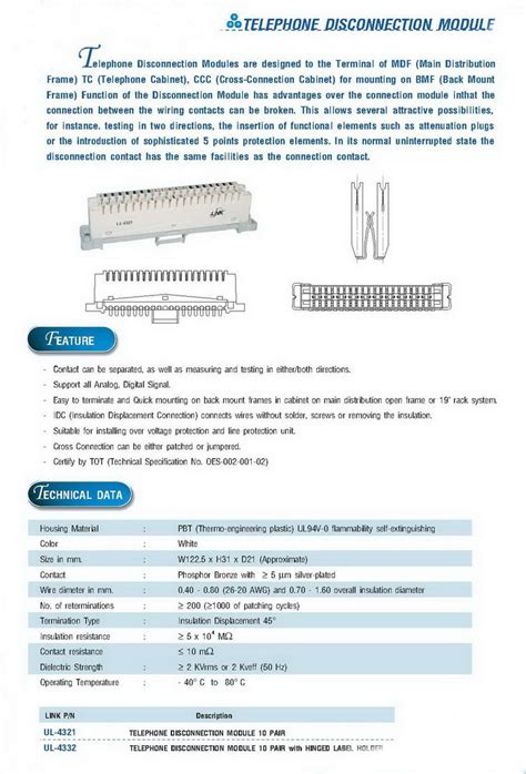 ดีสคอนเนคชั่นโมดูุล 10เเพร์ Telephope Disconnection Module 10 Pairs