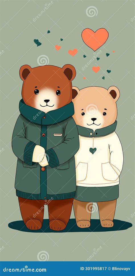 Two Cute Bears Are A Couple In Love Stock Illustration Illustration Of Play Person 301995817