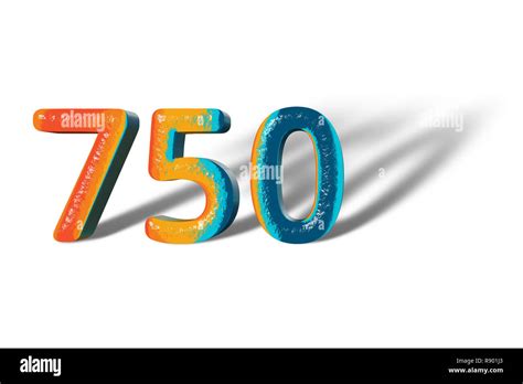 3D Number 750 seven hundred fifty lively colours Stock Photo - Alamy