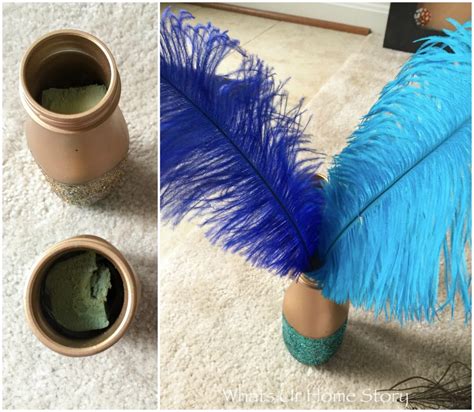 Diy Glitter Jar Peacock Centerpiece Whats Ur Home Story