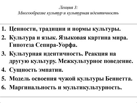 Лекция 3 Многообразие культур и культурная идентичность презентация