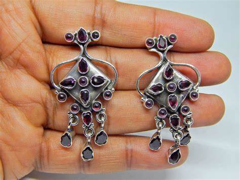 Granat Ohrstecker 925 Sterling Silber Schmuck Ohrring Mit Etsy