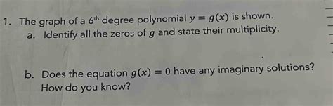 The Graph Of A 6 Th Degree Polynomial Y G X Is Shown A Identify
