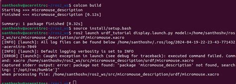 Not Able To Launch Urdf Model Rros