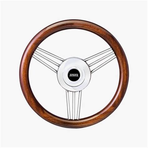 Stainless Steel Power Boat Steering Wheel Volvo Penta Mahogany Leather Covered Racing
