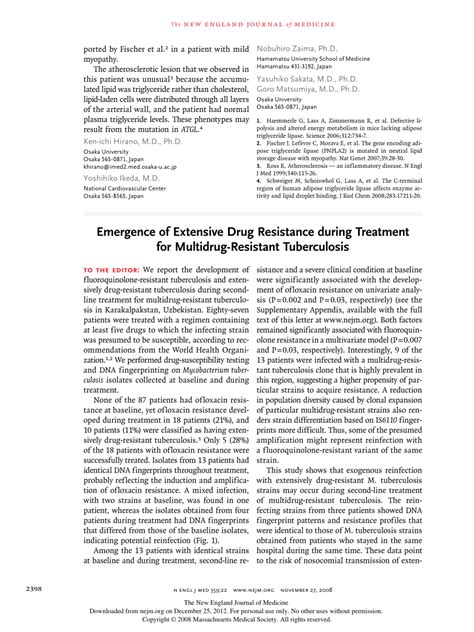 Pdf Emergence Of Extensive Drug Resistance During Treatment For