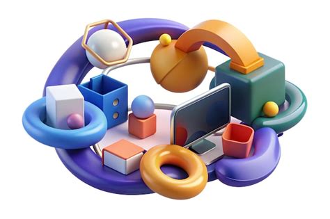 Abstract Shapes Symbolize Collaborative Workspace In A Flexible