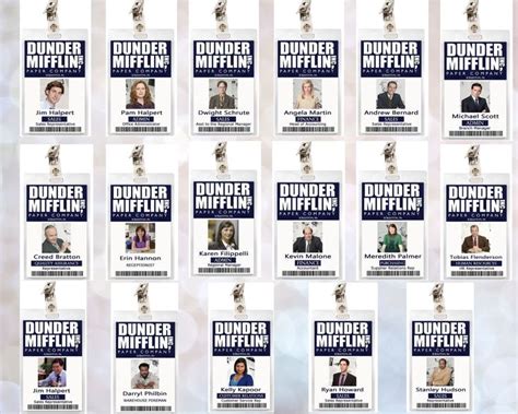 The Office Dunder Mifflin Id Badge Jim Halpert Pam Halpert Dwight