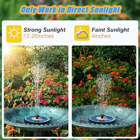 Yzert Solar Fountain Pump For Bird Bath Orange Flower No