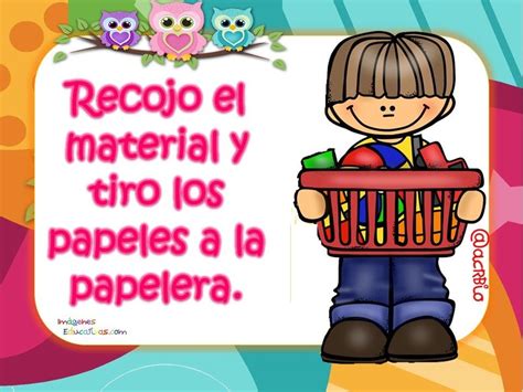 Normas de comportamiento en el aula y salón Imprimibles motivo Búhos