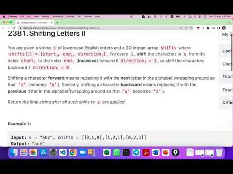 Leetcode BiWeek 85 Shifting Letters II YouTube