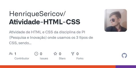Github Henriquesericovatividade Html Css Atividade De Html E Css Da