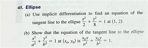 Solved Ellipsea ﻿use Implicit Differentiation To Find An