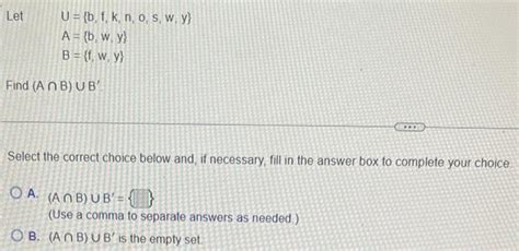 Solved Let U B F K N 0 S W Y A B W Y B F W Y Find Chegg Com