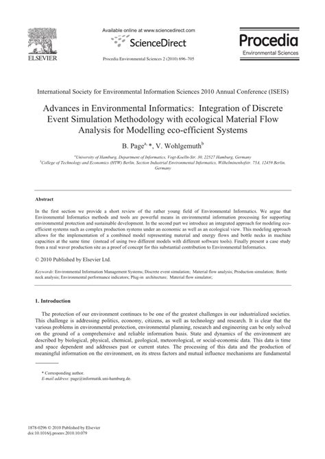 Pdf Advances In Environmental Informatics Integration Of Discrete Event Simulation