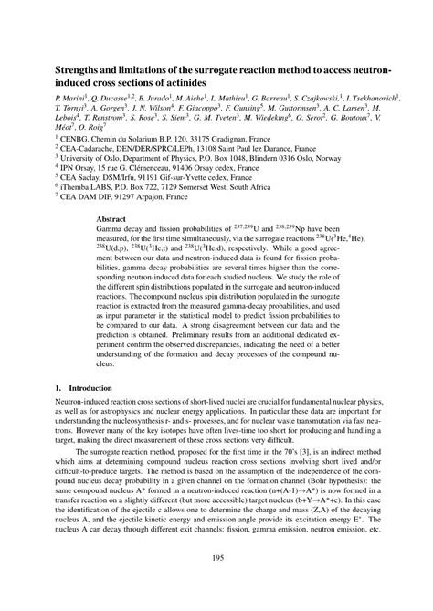 Pdf Strengths And Limitations Of The Surrogate Reaction Method To Access Neutron Induced