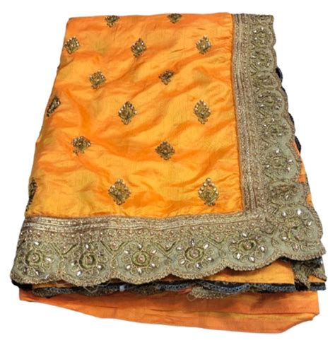 63m With Blouse Piece Yellow Base Ladies Silk Heavy Border Saree