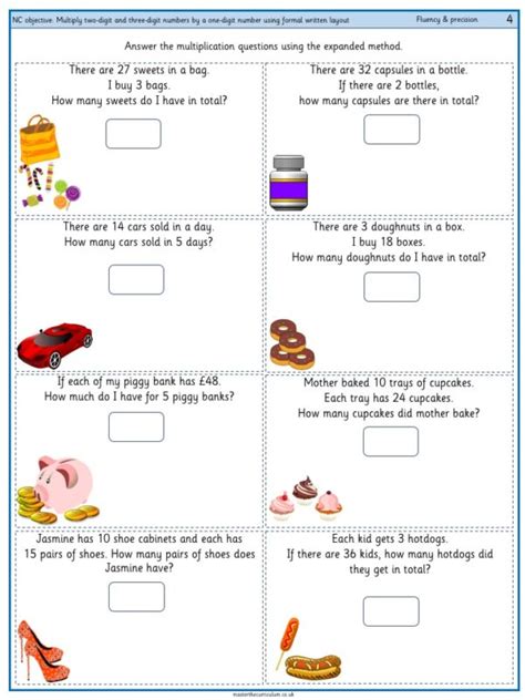 Multiply Two Digit And Three Digit Numbers By A One Digit Number Using Formal Written Layout