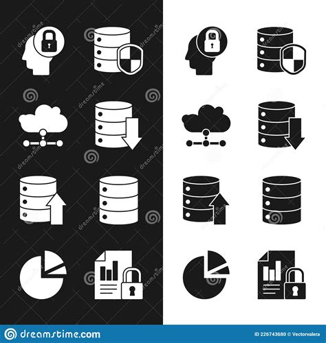 Set Server Data Web Hosting Network Cloud Connection Human Head