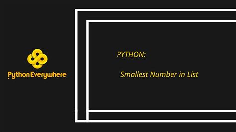 Python Smallest Number in List - YouTube