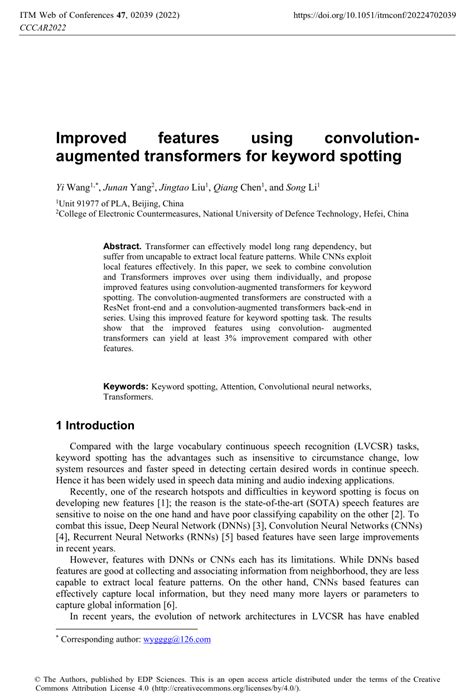 pdf improved features using convolution augmented transformers for