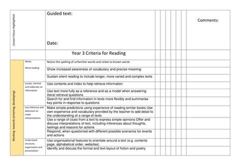 Guided Reading Assessment Sheets Yr1 6 Teaching Resources