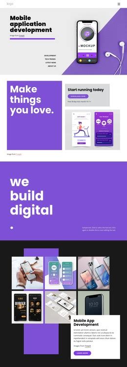 mobile application development html template by nicepage