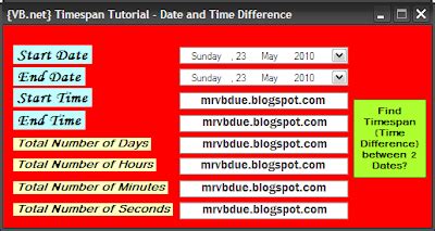 Visual Basic Tutorials VB Net Timespan Tutorial Calculate The Date And Time Difference